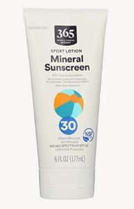 EWG rating for 365 Whole Foods Market Sport Mineral Sunscreen Lotion ...